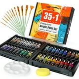 FolkArt Let's Paint Live Acrylic Craft Paint and Paintbrush Set, 34 ...