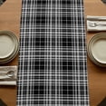 Buffalo Plaid Burlap Cotton Table Runner 13x60 Inches Long, Black White ...