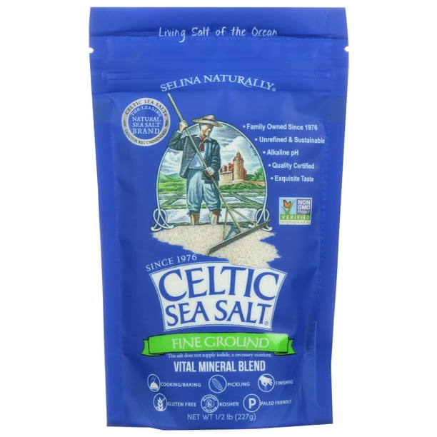 Celtic Sea Salt Vital Mineral Blend Resealable Bag Fine Ground, 8 ...