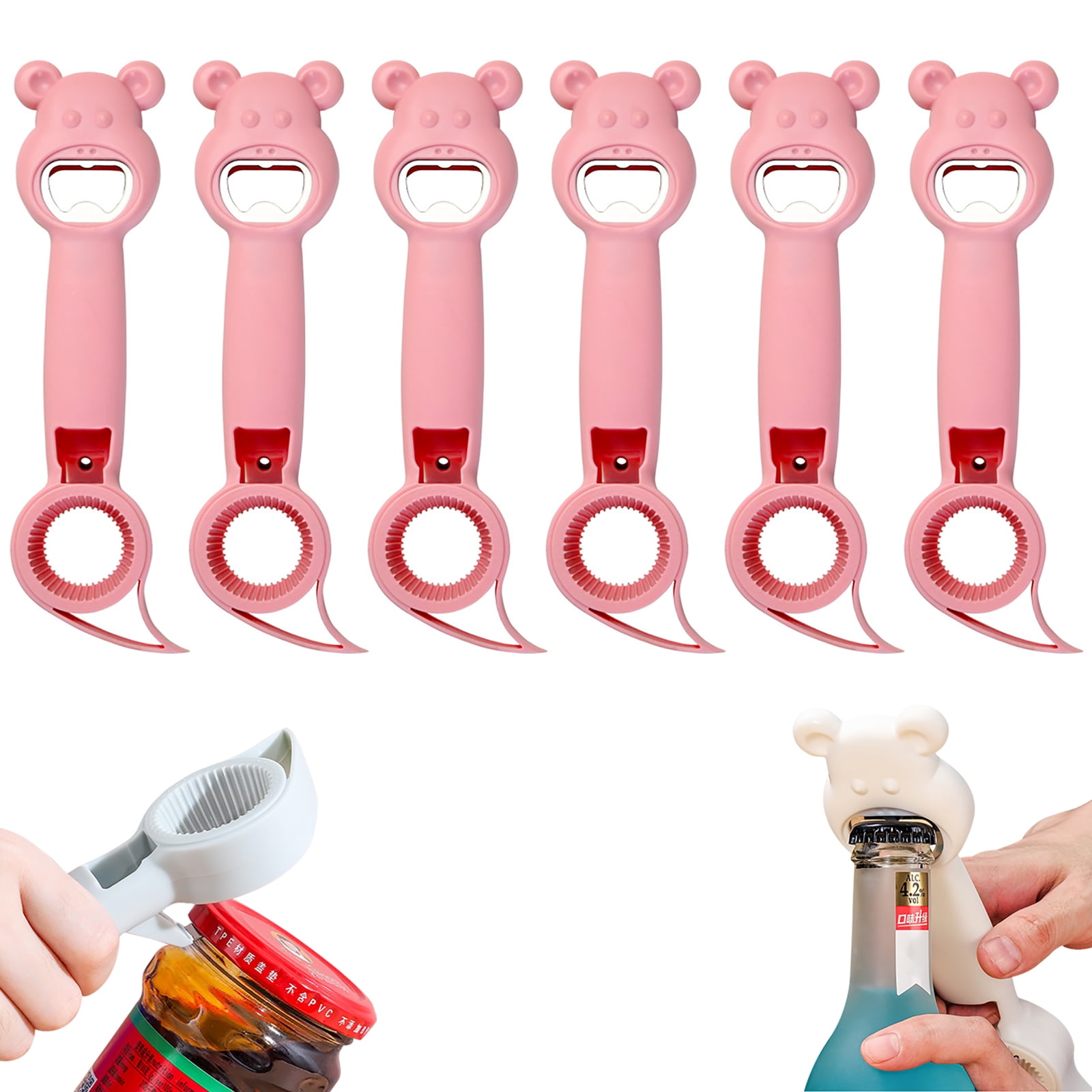 4 in 1 Bottle Opener Jar Opener 6 Pieces Multifunction Can Beer Bottle ...