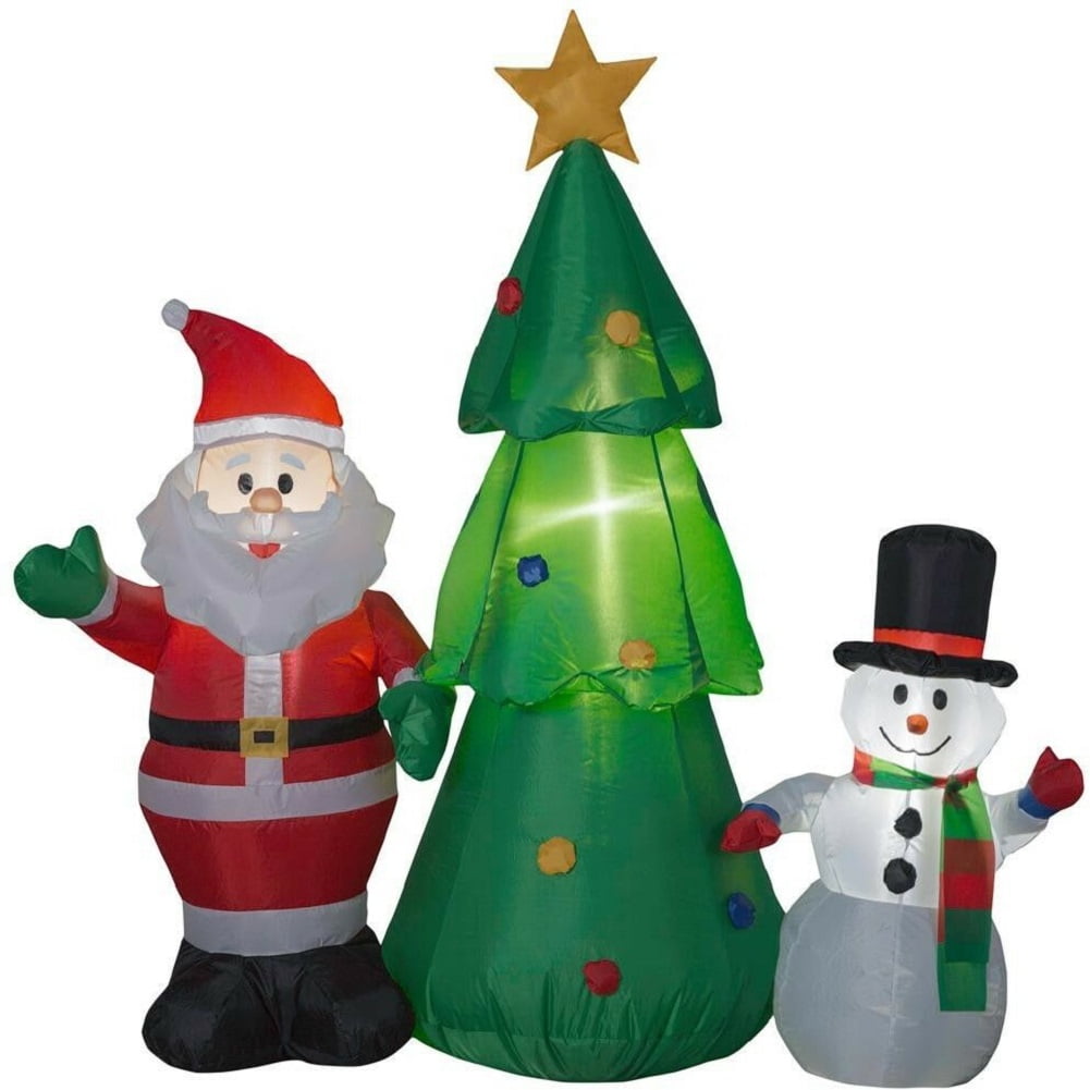 Gemmy Airblown Inflatable 5 Ft Led Christmas Tree Scene Santa And