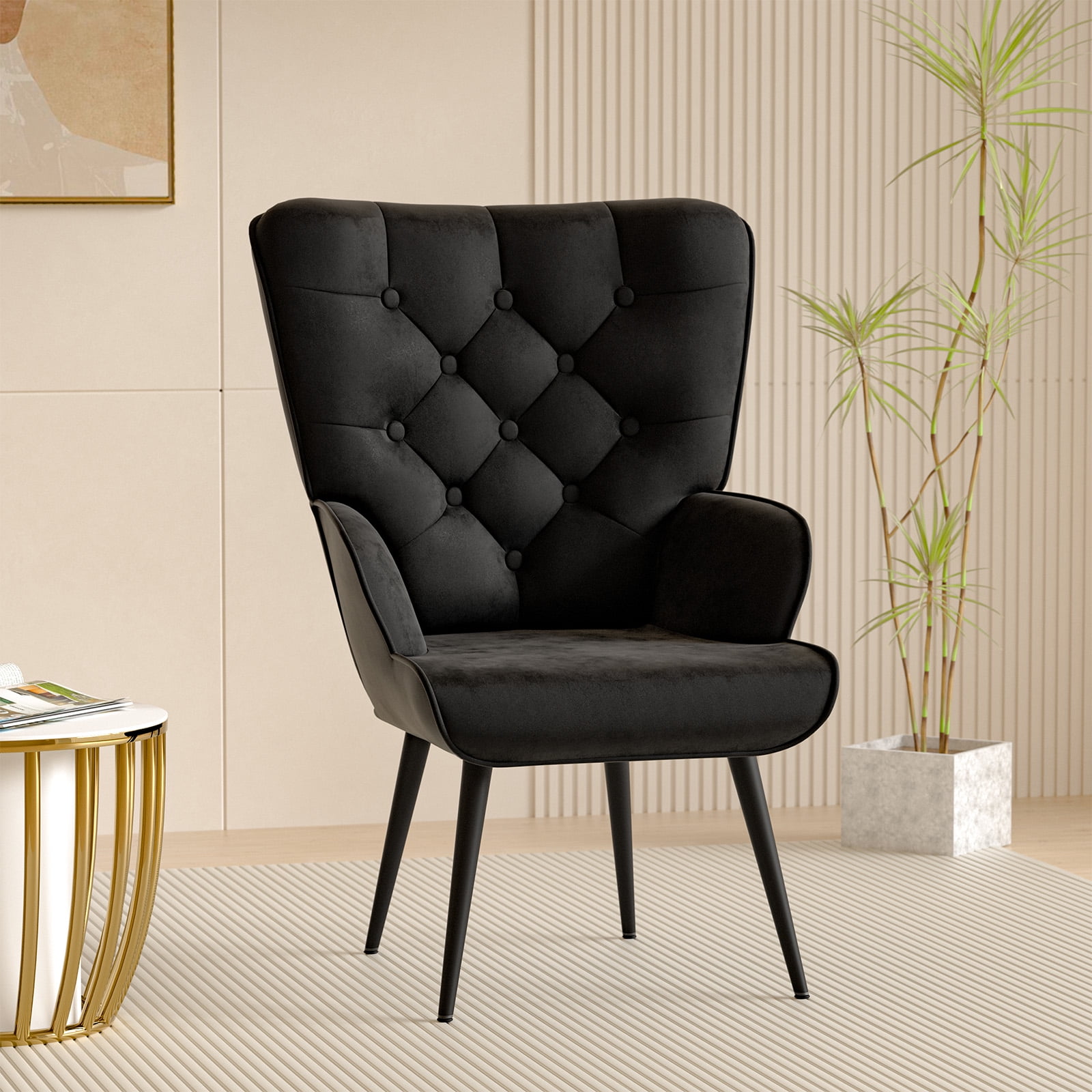 Click here for Hawsaiy High Back Velvet Accent Chair Set Of 1 Wit... prices