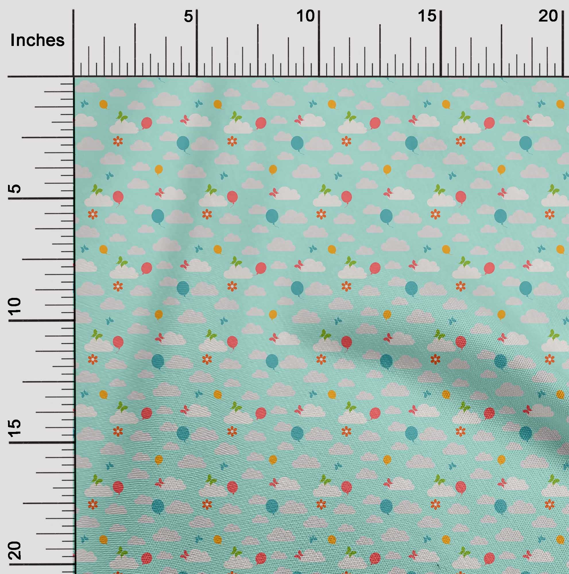 oneOone Organic Cotton Voile Fabric Insect|Balloon & Clouds Nature ...