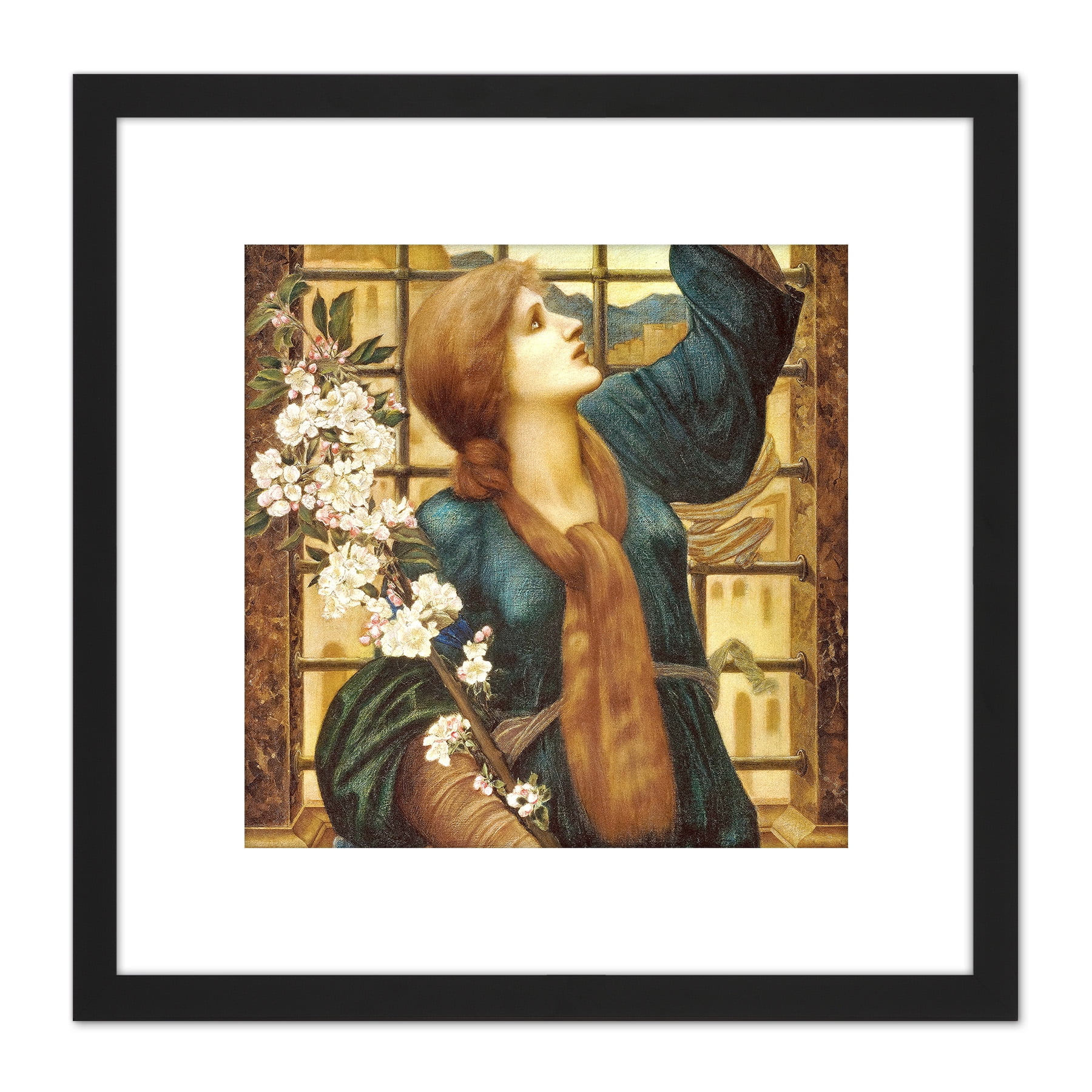 Burne Jones Hope Woman Flowers Painting 8X8 Inch Square Wooden Framed ...