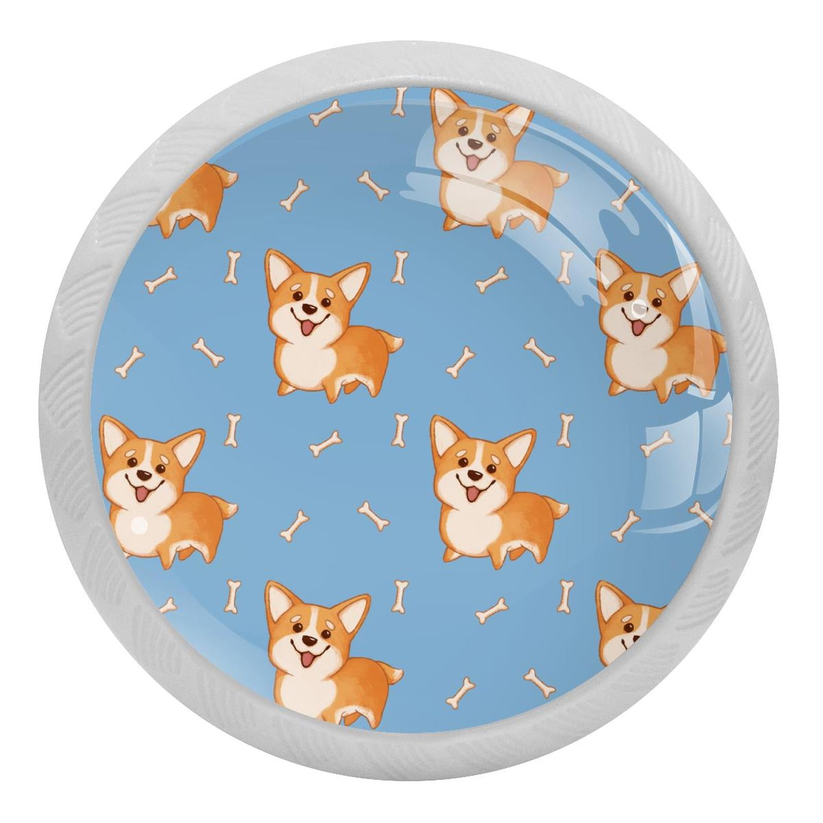 4PCS Round Corgi Dog Bones Cabinet Fluorescence Knob Glowing in the ...