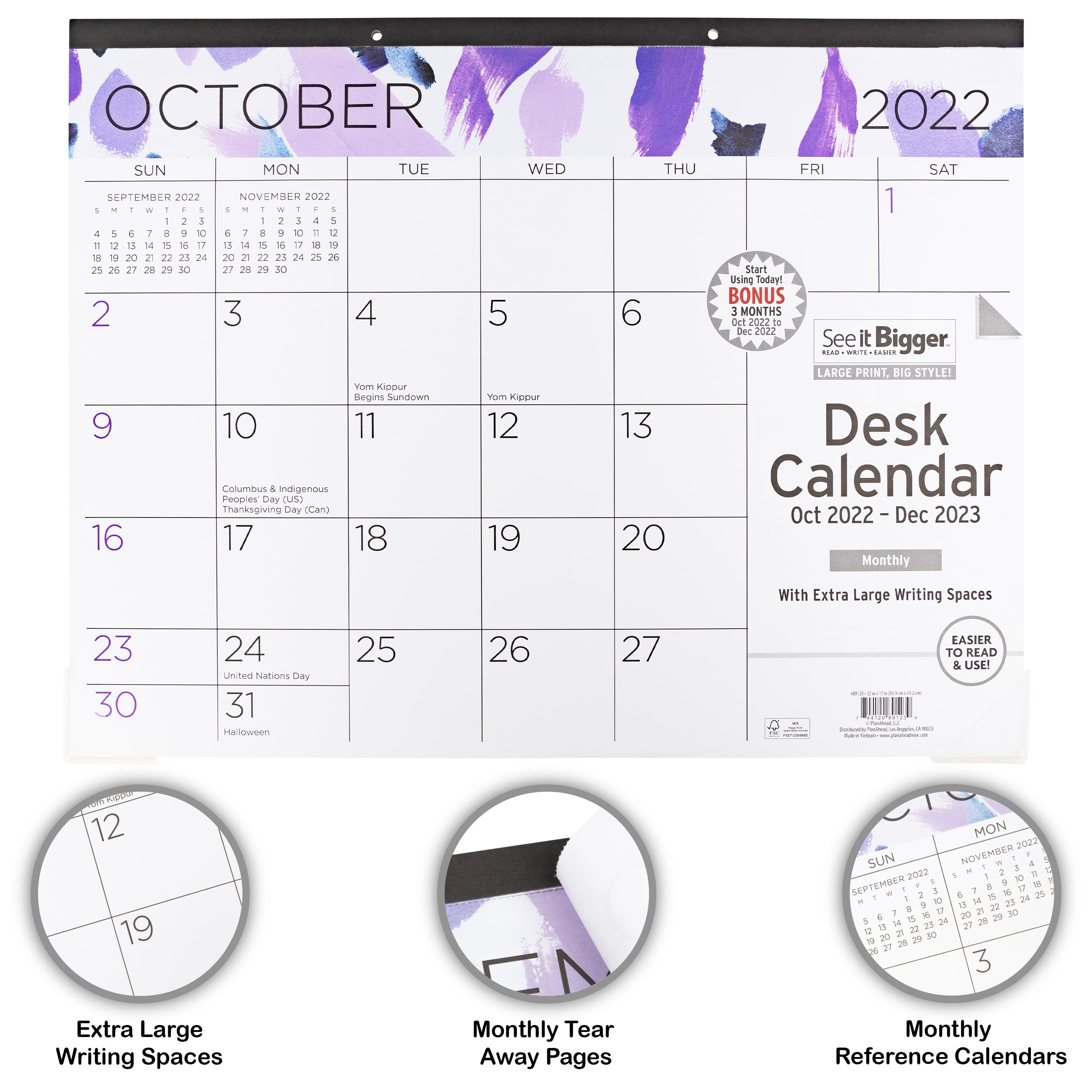 October 2022 Calendar Purple