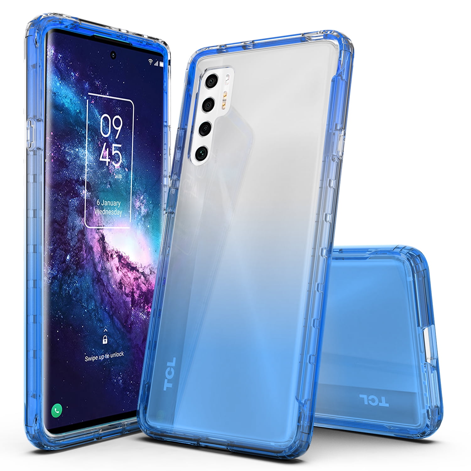 TCL 20 Pro 5G Case, Rosebono Hybrid Gradient Transparent Soft TPU Clear ...