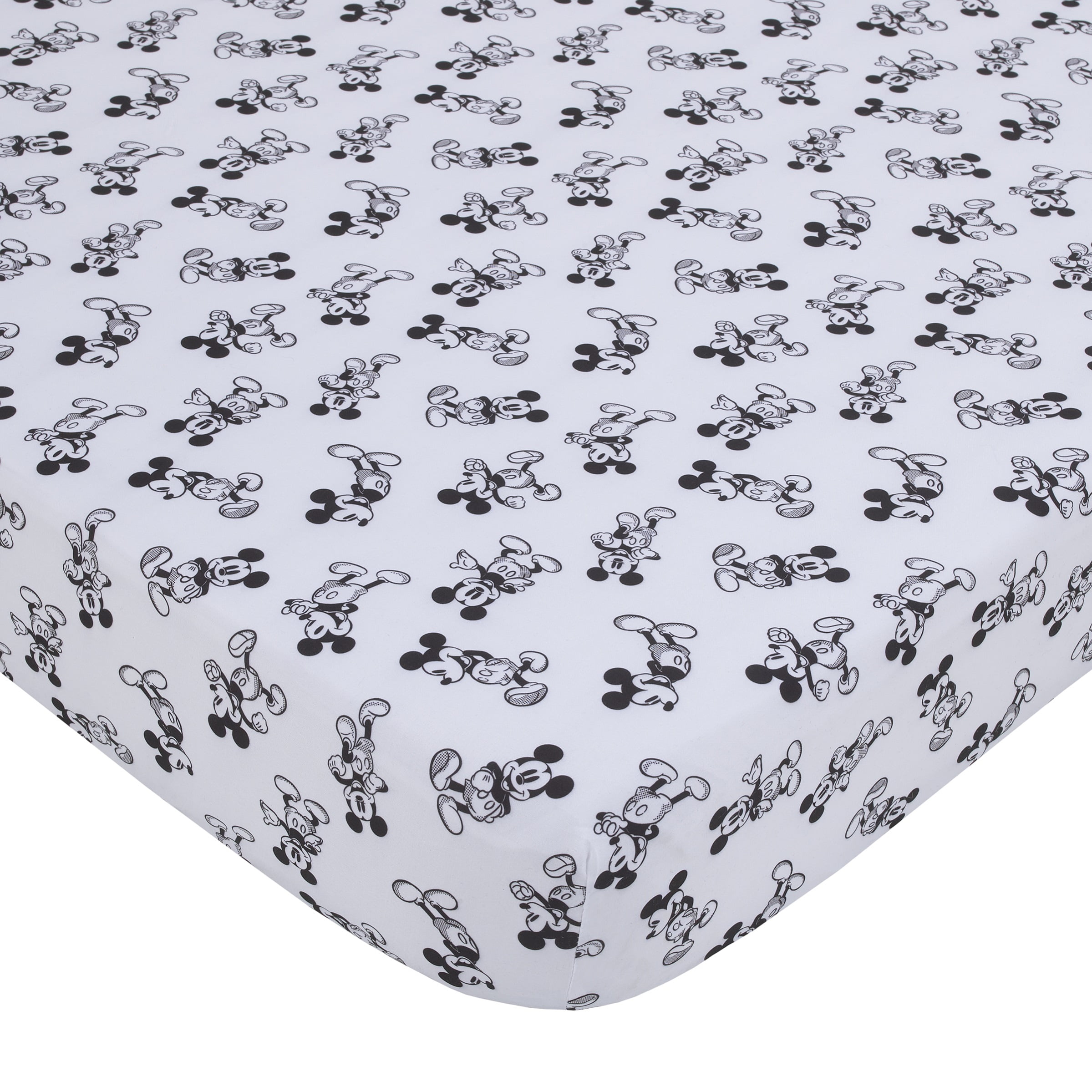 Disney Mickey Mouse - Timeless Mickey White And Black Fitted Crib Sheet ...