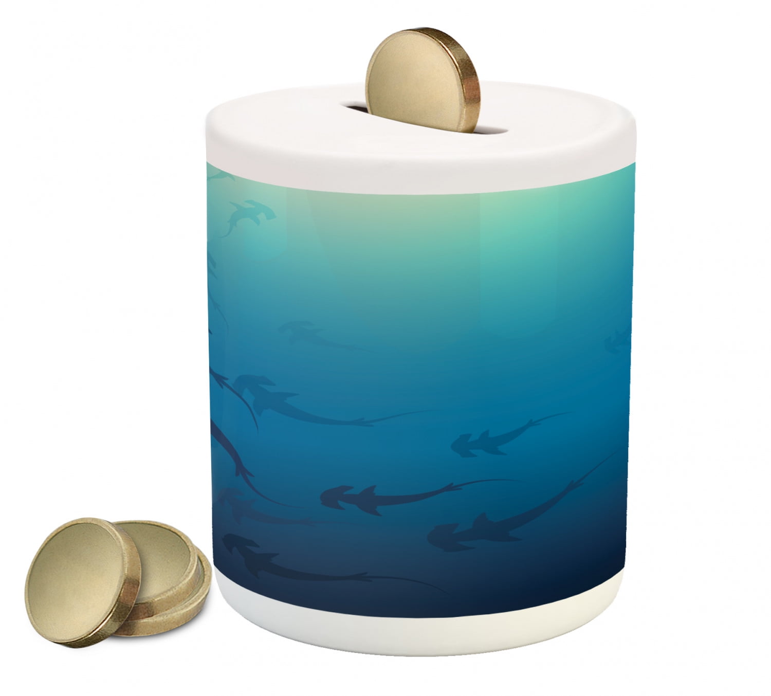 Sea Animals Piggy Bank, Hammerhead Shark Scan Ocean Dangerous Predator ...