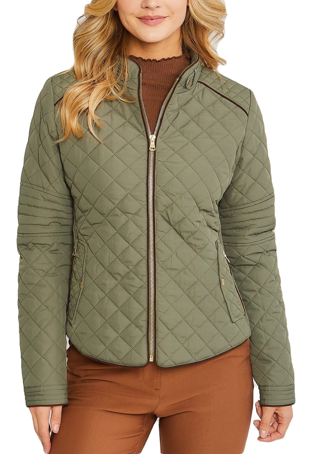 J. METHOD Women’s Lightweight Quilted Jacket Long Sleeve Full Zip Up ...
