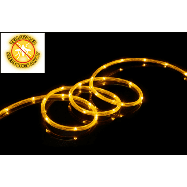 Meilo 16 FT LED Mini Rope Light Low Profile 1/4 diameter Yellow, Plug ...