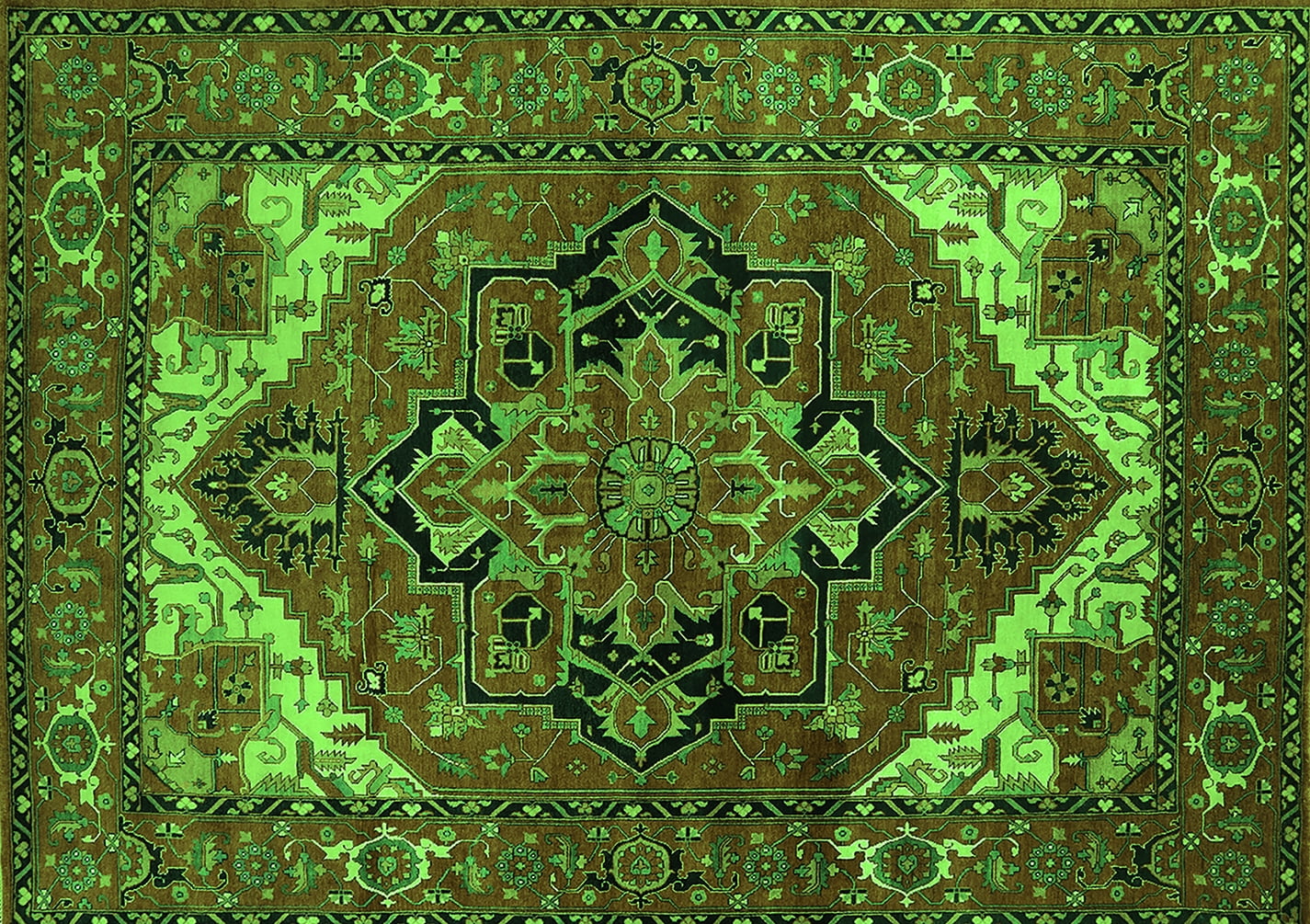 Ahgly Company Indoor Rectangle Persian Green Traditional Area Rugs, 8 ...