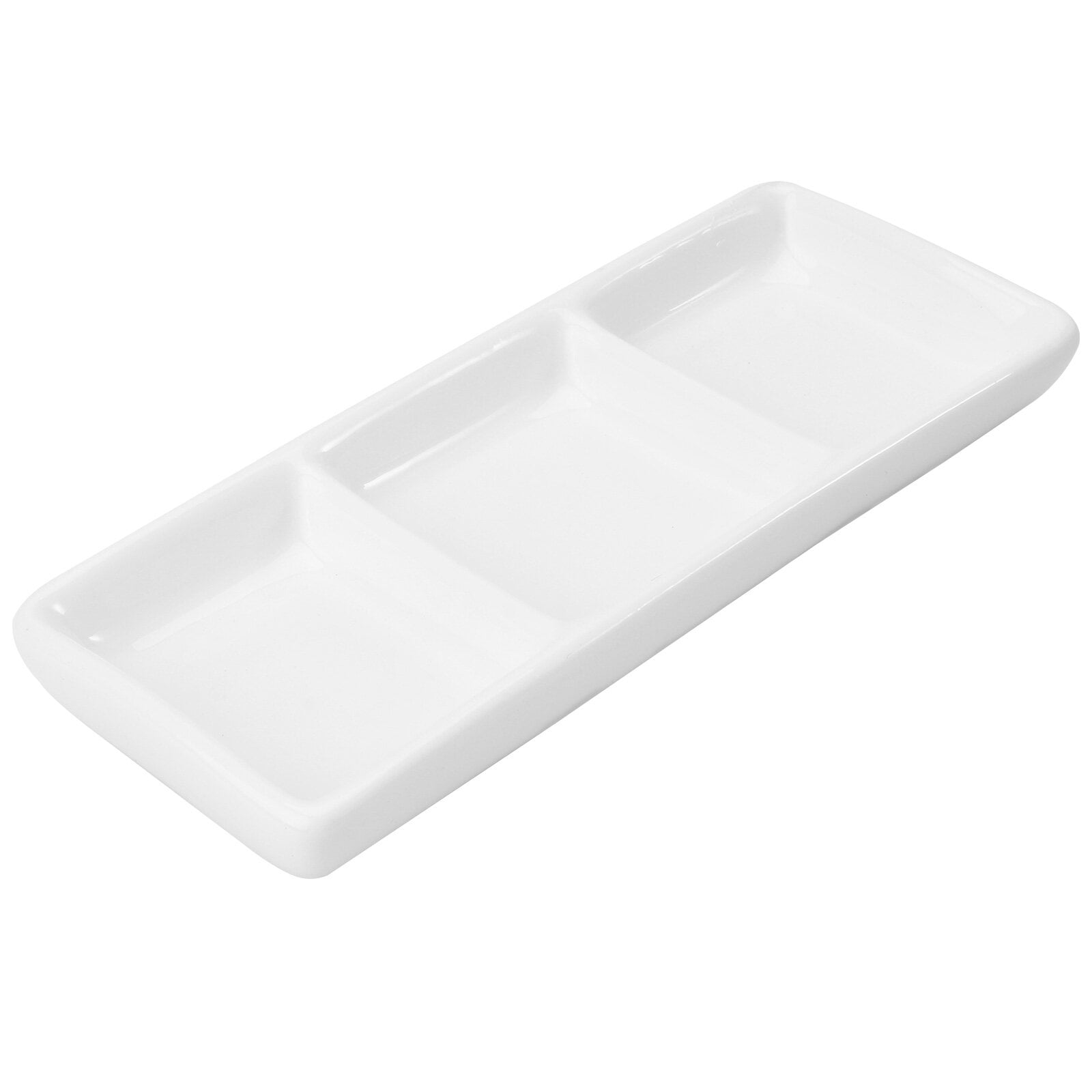 6 Inch Pure White Ceramic 3-Compartment Appetizer Serving Tray ...