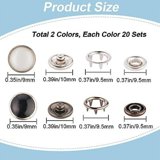 40 Sets Pearl Snaps Fasteners 2 Colors Pearl-Like Button Western Shirt ...