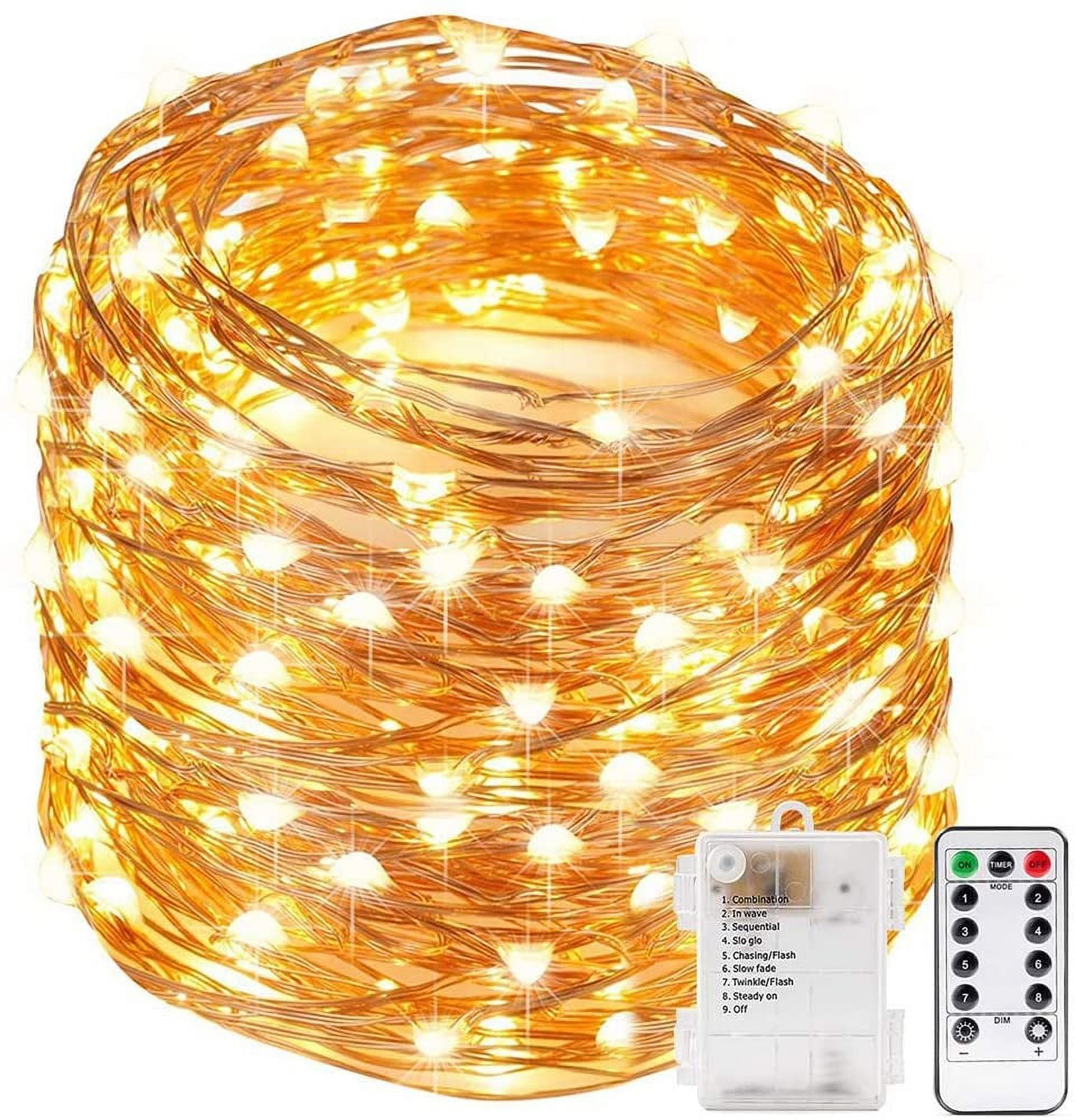 Cadena de luces de cobre inalámbricas de 10 pies con control remoto y ...