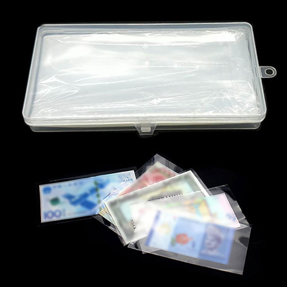 Marbhall 100Pcs Clear Paper Money Holder with Storage Case, Bill ...