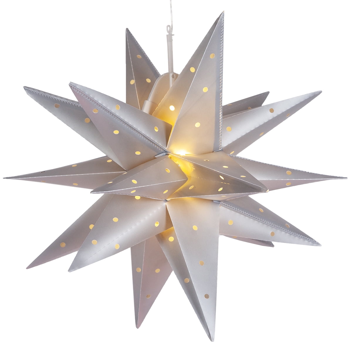 Aurora Superstar 17" White Hanging Moravian Star Light LED Lantern ...