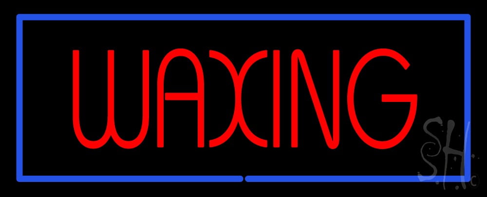 Red Waxing Blue Border LED Neon Sign 13 x 32 - inches, Black Square Cut ...