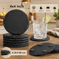 36 Slate Coasters Bulk For Engraving 4 Inch 18 Handmade Black Stone ...