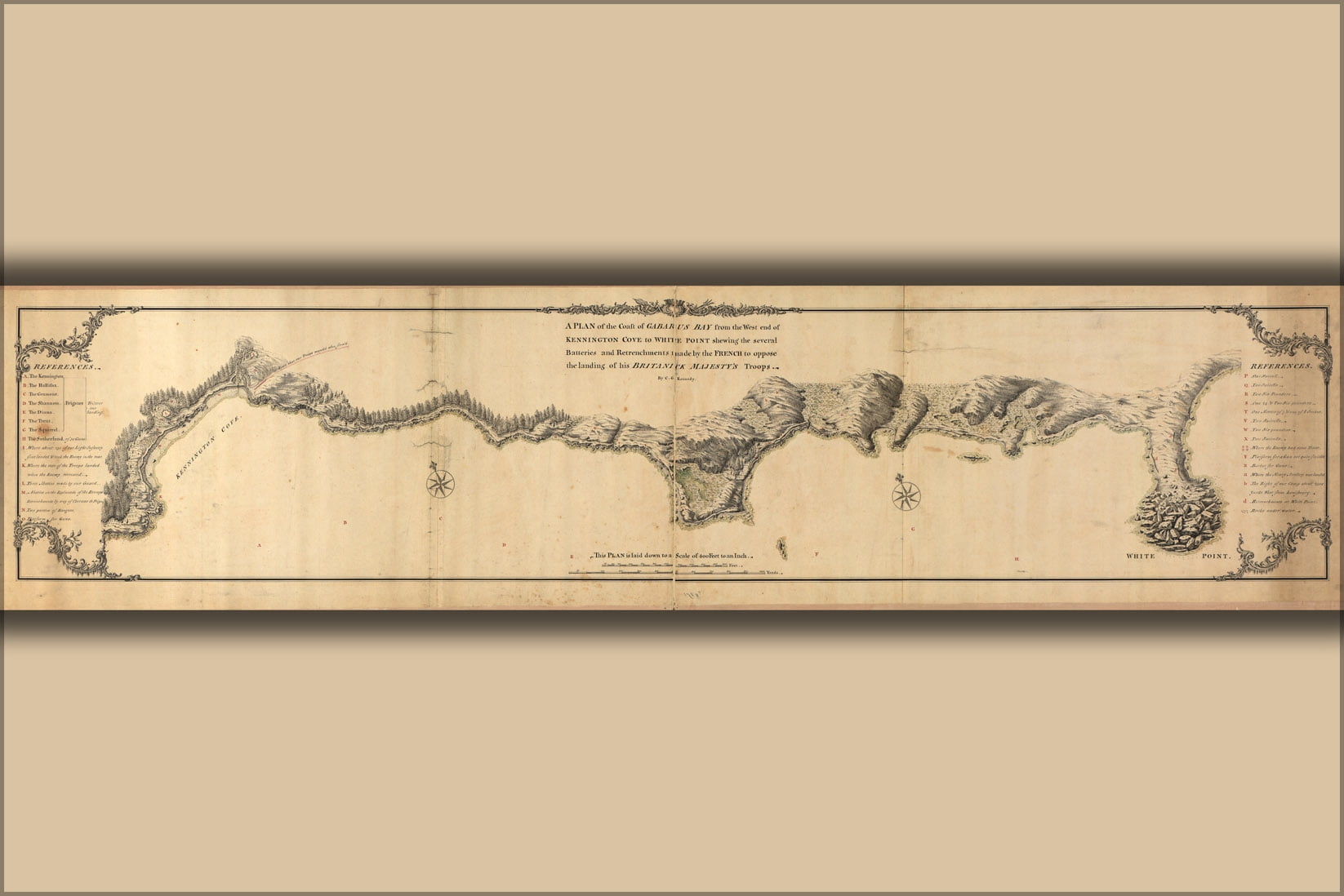 24"x36" Gallery Poster, map of coast of Gabarus Bay nova scotia 1758 ...
