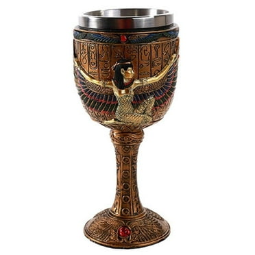 Zeckos Set of 2 Egyptian Wine Goblets Winged Isis/Pharaoh 6 oz ...