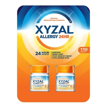 Xyzal 24 Hour Allergy Relief Tablets, Levocetirizine 5mg, Rapid Relief ...