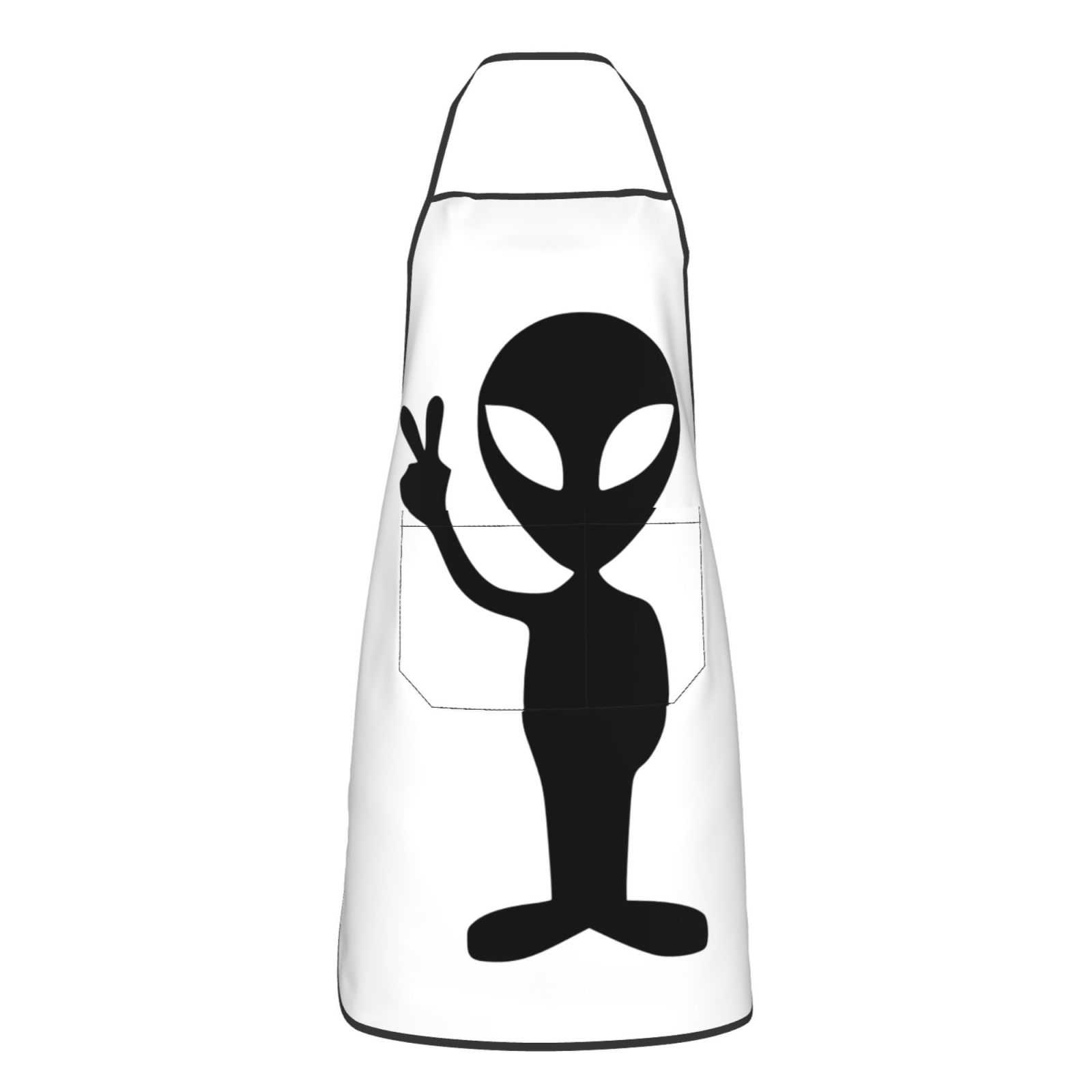 ZNDUO Black Cartoon Alien Pattern Apron, Adjustable Bib Soft Chef ...