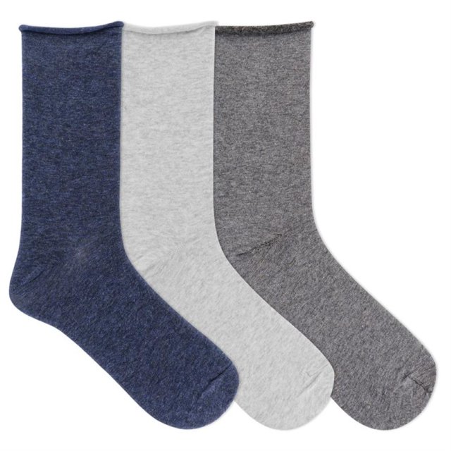 K. Bell Womens Relaxed Fit Roll Top Socks 3 Pair, 9-11, Denim Assorted ...