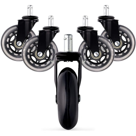 Office chair castors set of 5 - hard floor castors for desk chair 11mm ...
