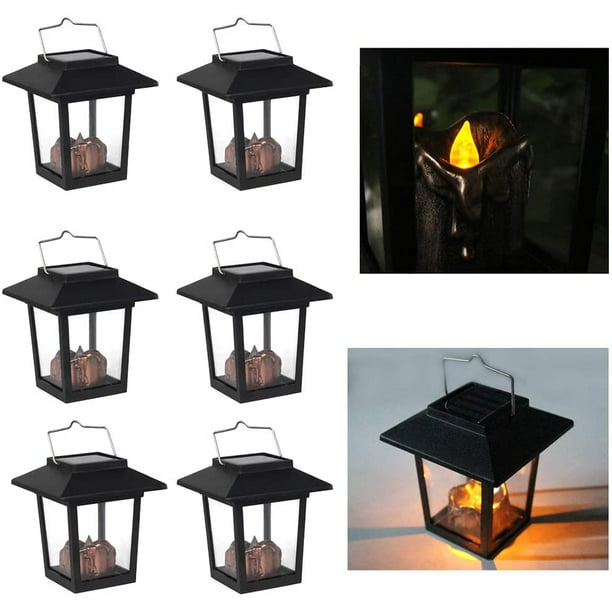 Solar Lanterns, 6pcs Hanging Solar Candle Lantern Waterproof LED ...