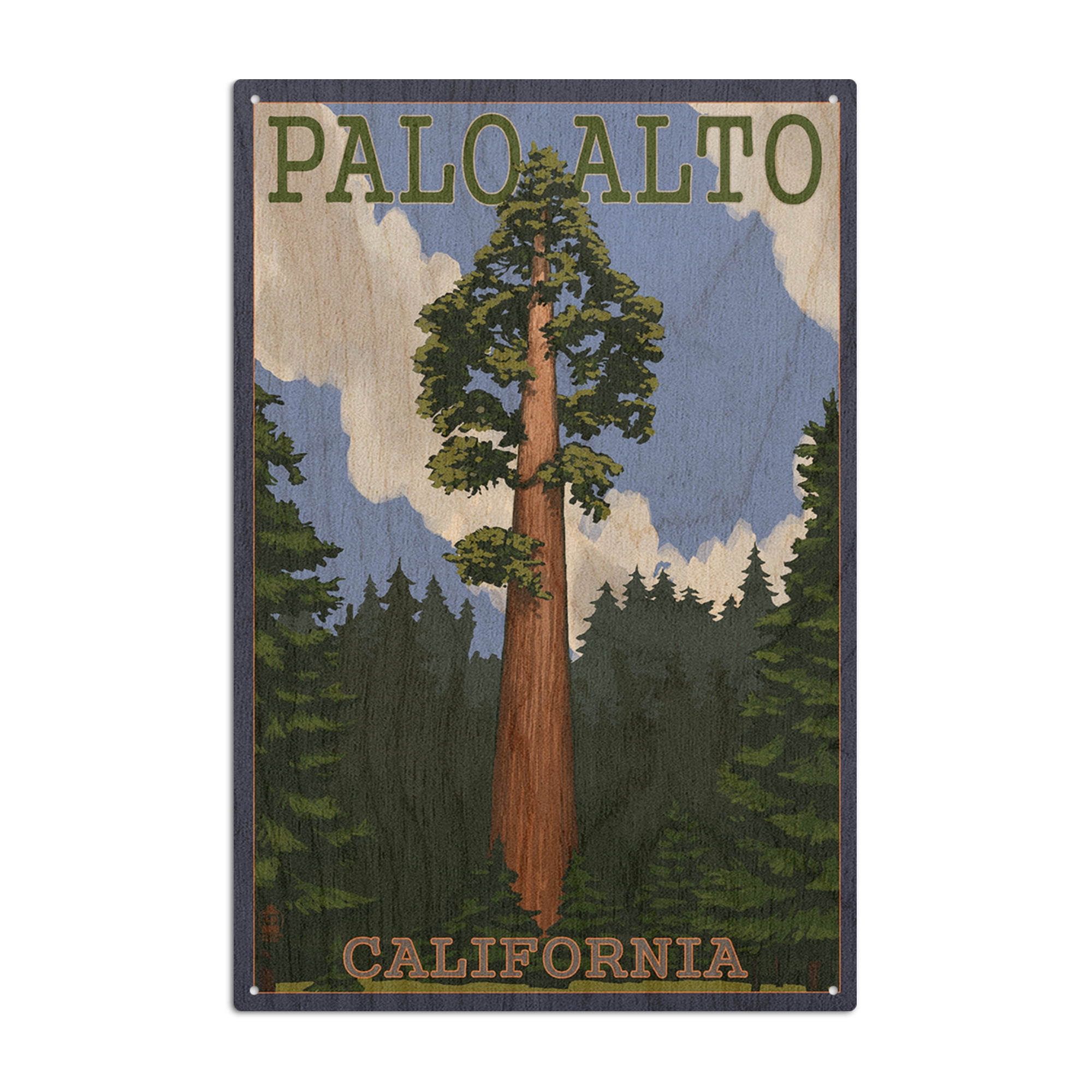 Palo Alto, California, California Redwoods Birch Wood Wall Sign (6x9 ...