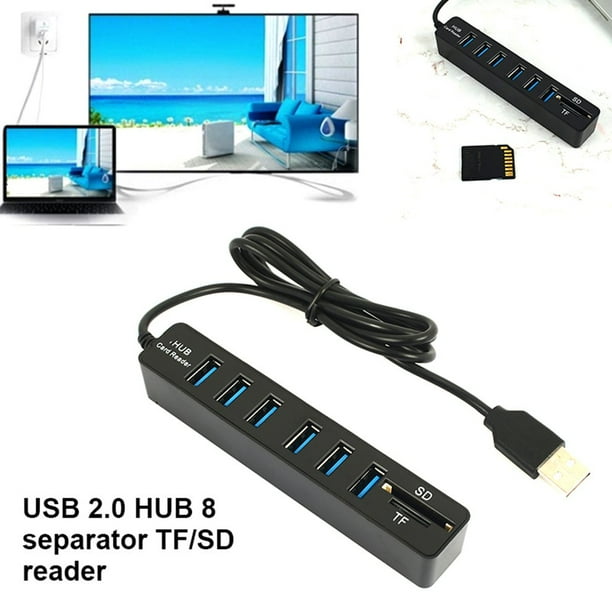 Micro USB Hub 6 Ports 2.0 Multi USB Ports Combo TF Card Reader Hub USB ...