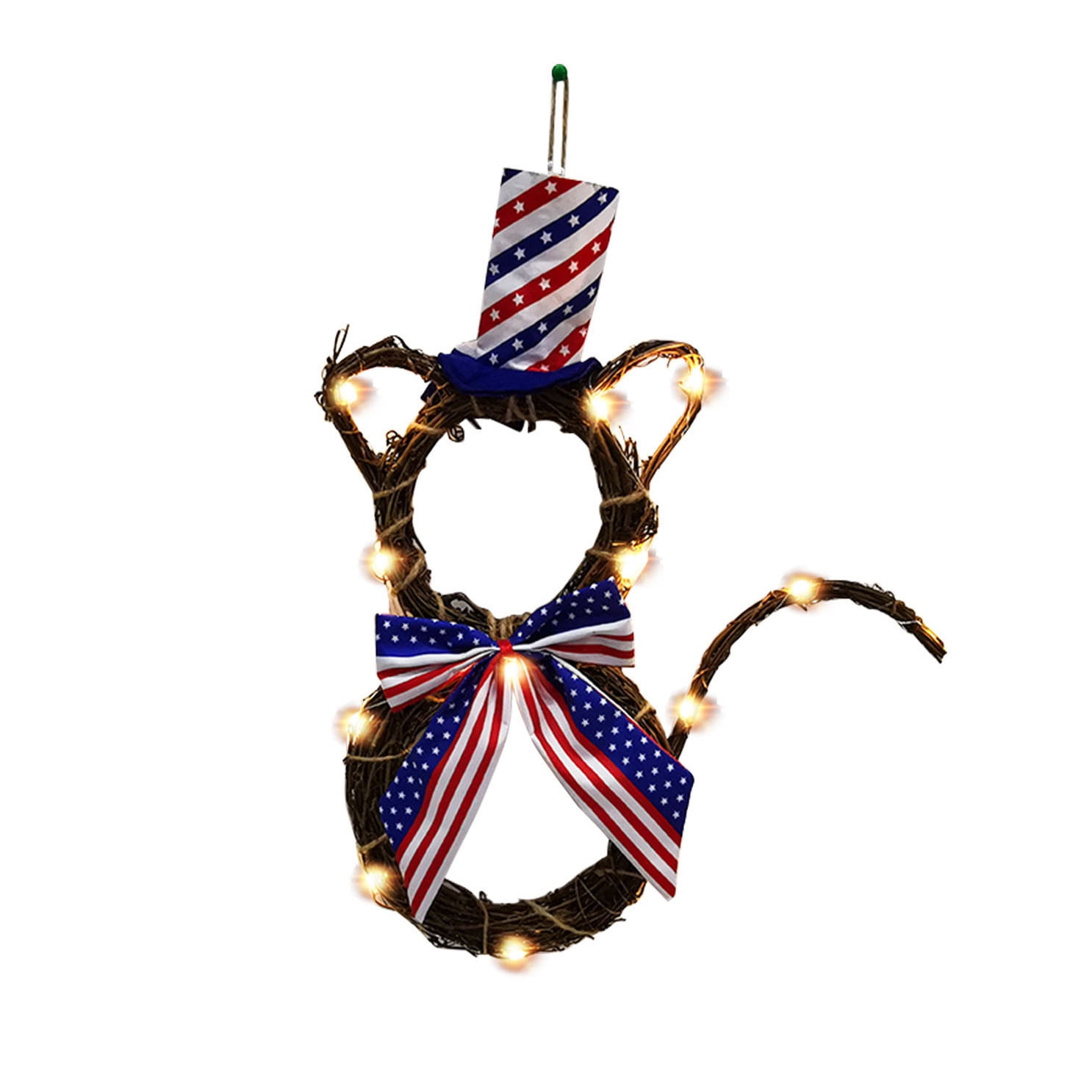 Deals！4th of July Decorations,Party Decoration American Independence Day Cat Rattan Ring ...