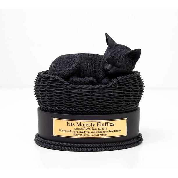 Perfect Memorials Custom Engraved Black Cat In Basket Cremation Urn (25 ...