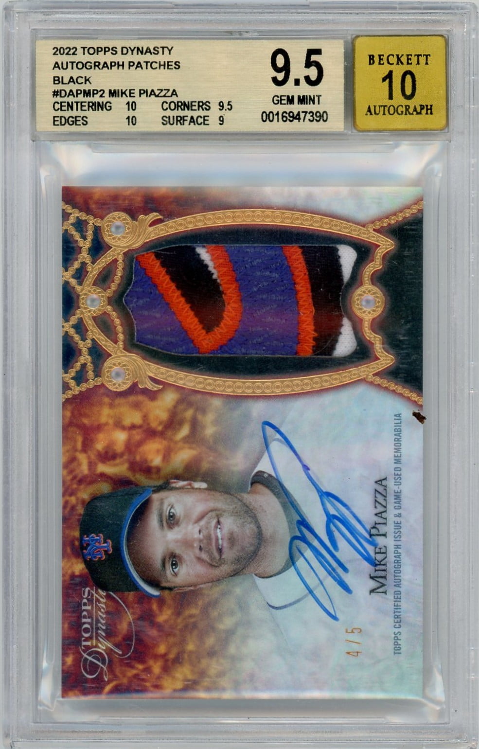 2022 Topps Dynasty Autograph Patches Black Mike Piazza #DAPMP2 BGS 9.5 ...