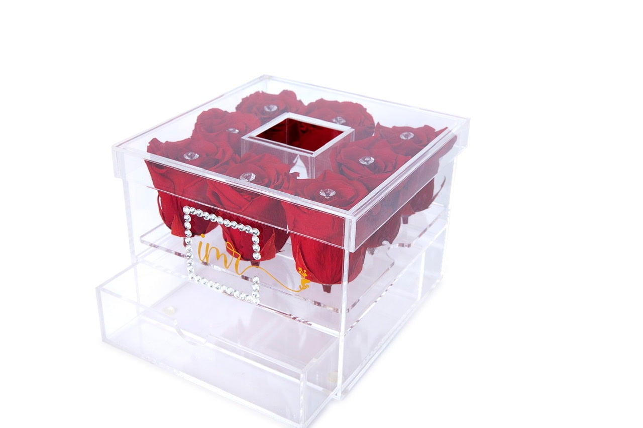 Goddess Forever Red Preserved Roses Makeup Brush/Jewelry Box - 8 Count ...