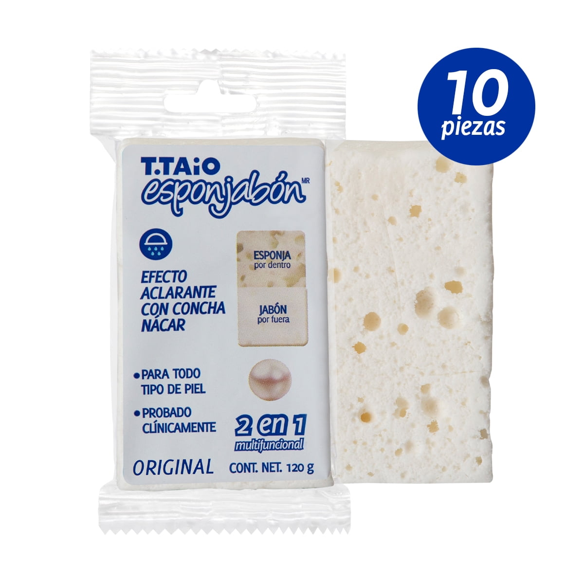10 piezas Esponjabon Concha Nacar aclarante paquete 120g c/u T.Taio ...