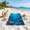 Shark towel A group of sharks swimming in the ocean near a coral reef ...