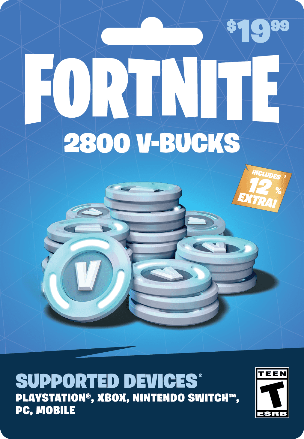 Fortnite 2 800 V bucks 19 99 Physical Card Gearbox Walmart