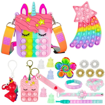 Bubble Pop Purse Popper Fidget It Pack Toy, Unicorn Figit Push Rainbow ...