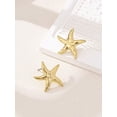 1 Pair Yellow Gold-9 Starfish & Nautilus Stud Earrings Ocean Theme ...