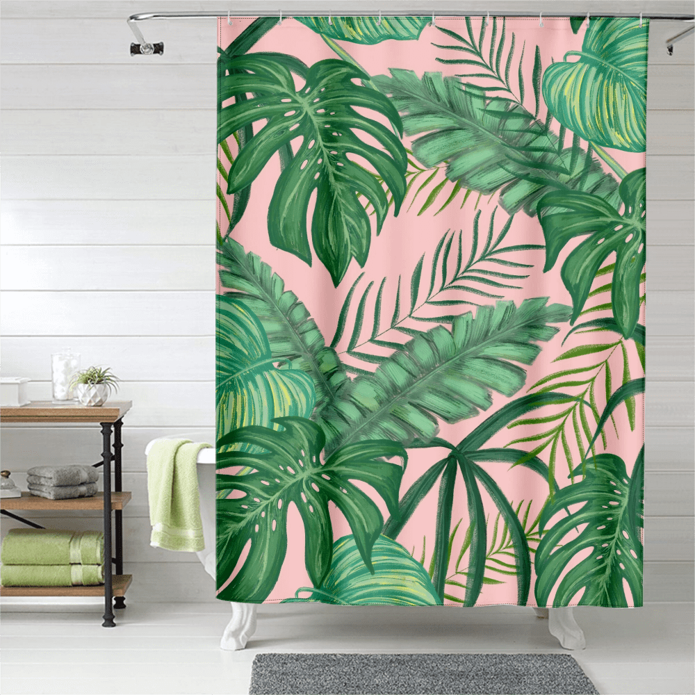 Green Hawaii Tropical Shower Curtain Modern Practical Art Painted Bath ...