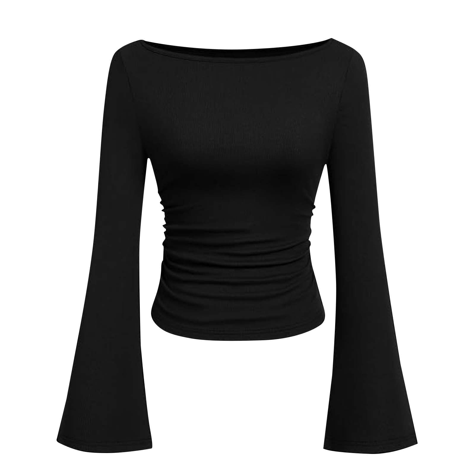 Click here for Lenpel Crop Tops For Women Fashion Bell Long Sleev... prices