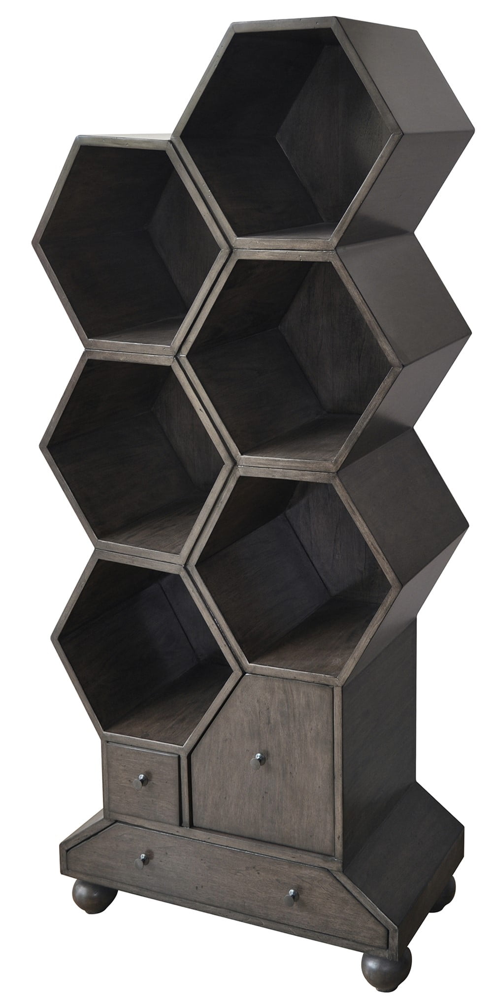 Westgate 3 Drawer Slate Grey Hexagon Bookshelf - Walmart.com