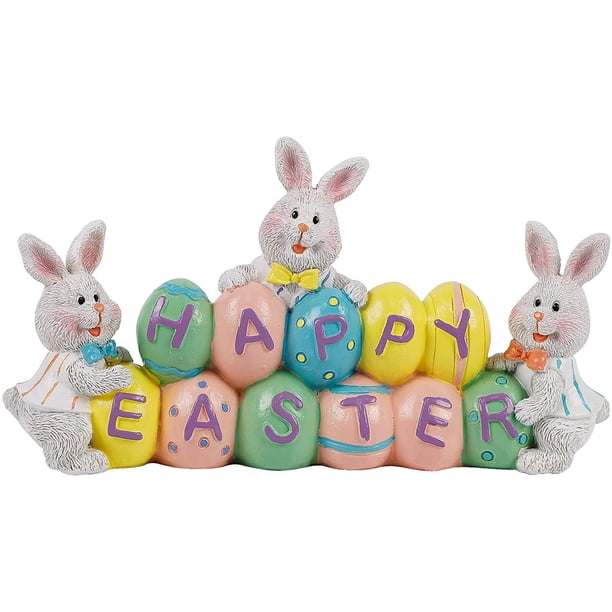 zanvin Easter Resin Bunnies Tabletopper Ornaments Cute Spring Rabbit ...