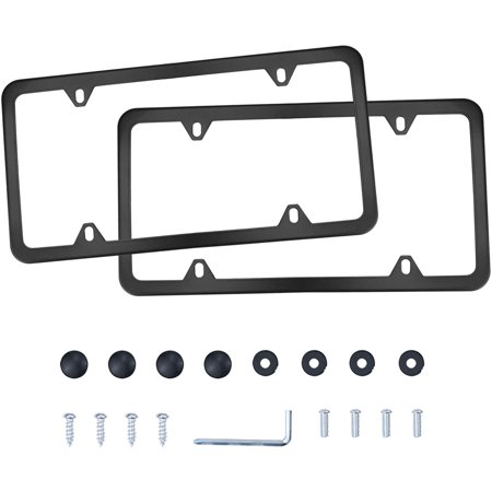 4 Holes Stainless Steel License Plate Frames, 2 PCS Car Licence Plate ...