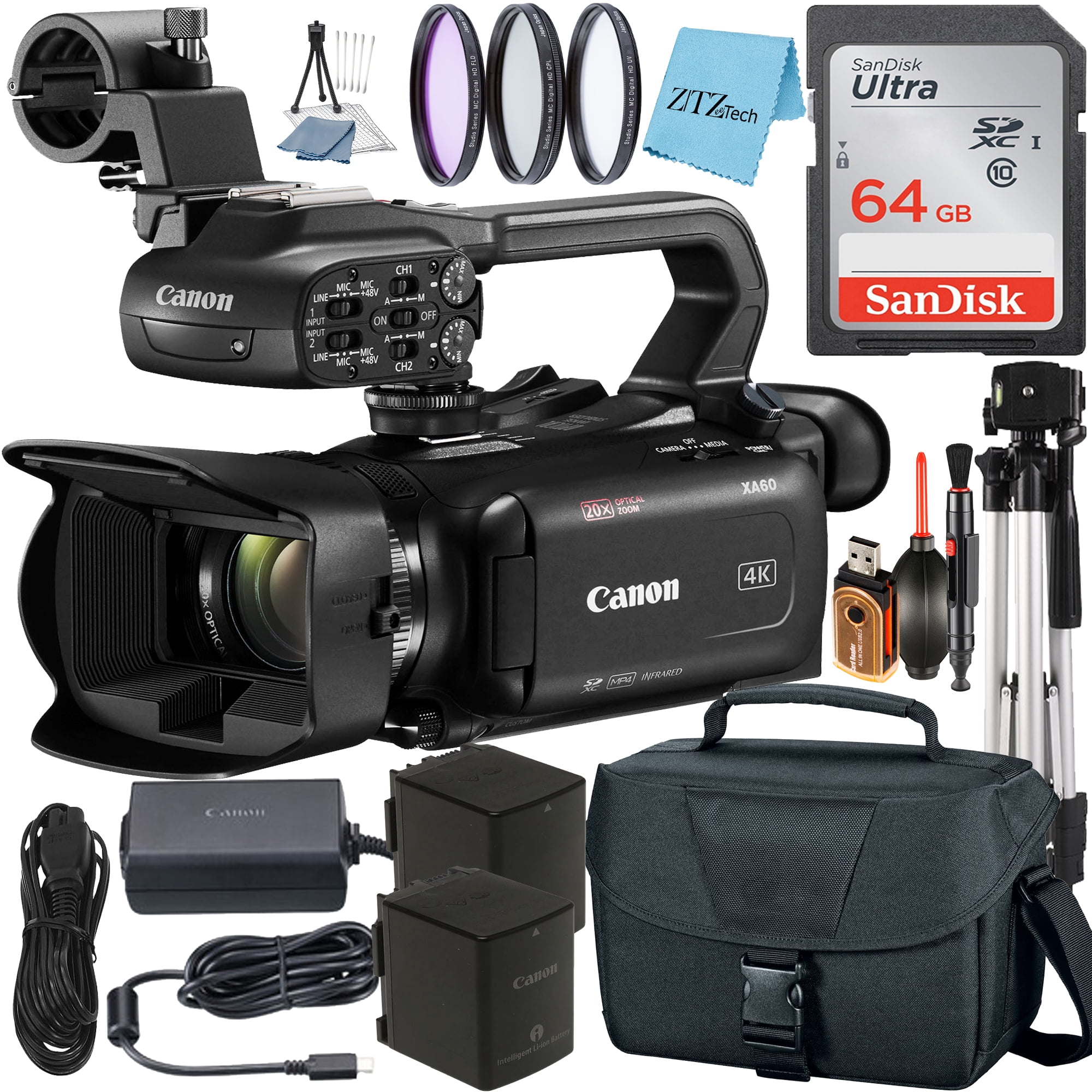 Canon XA60 Professional UHD 4K Camcorder with SanDisk 64GB Memory Card ...
