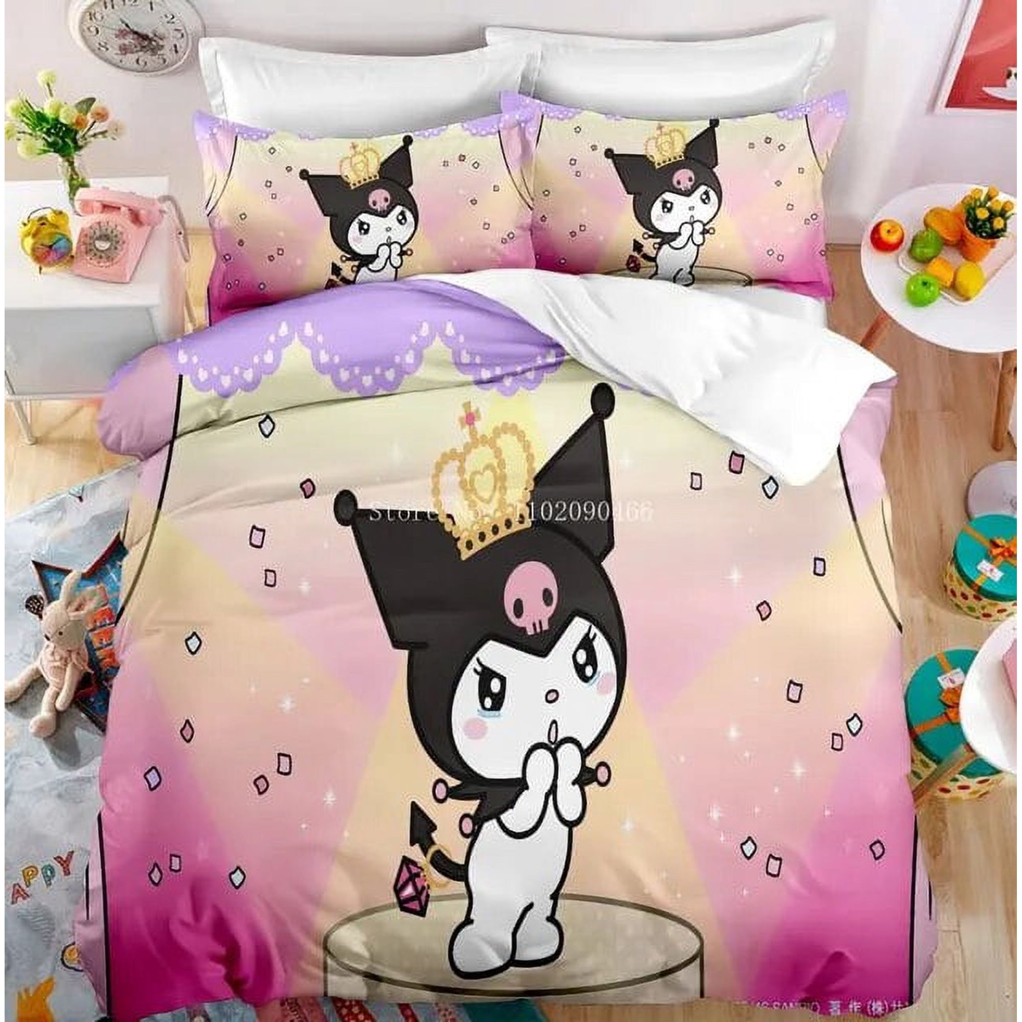 Click here for Bandai Hobby Kawaii Kuromi Comforter Cover Set Bed... prices