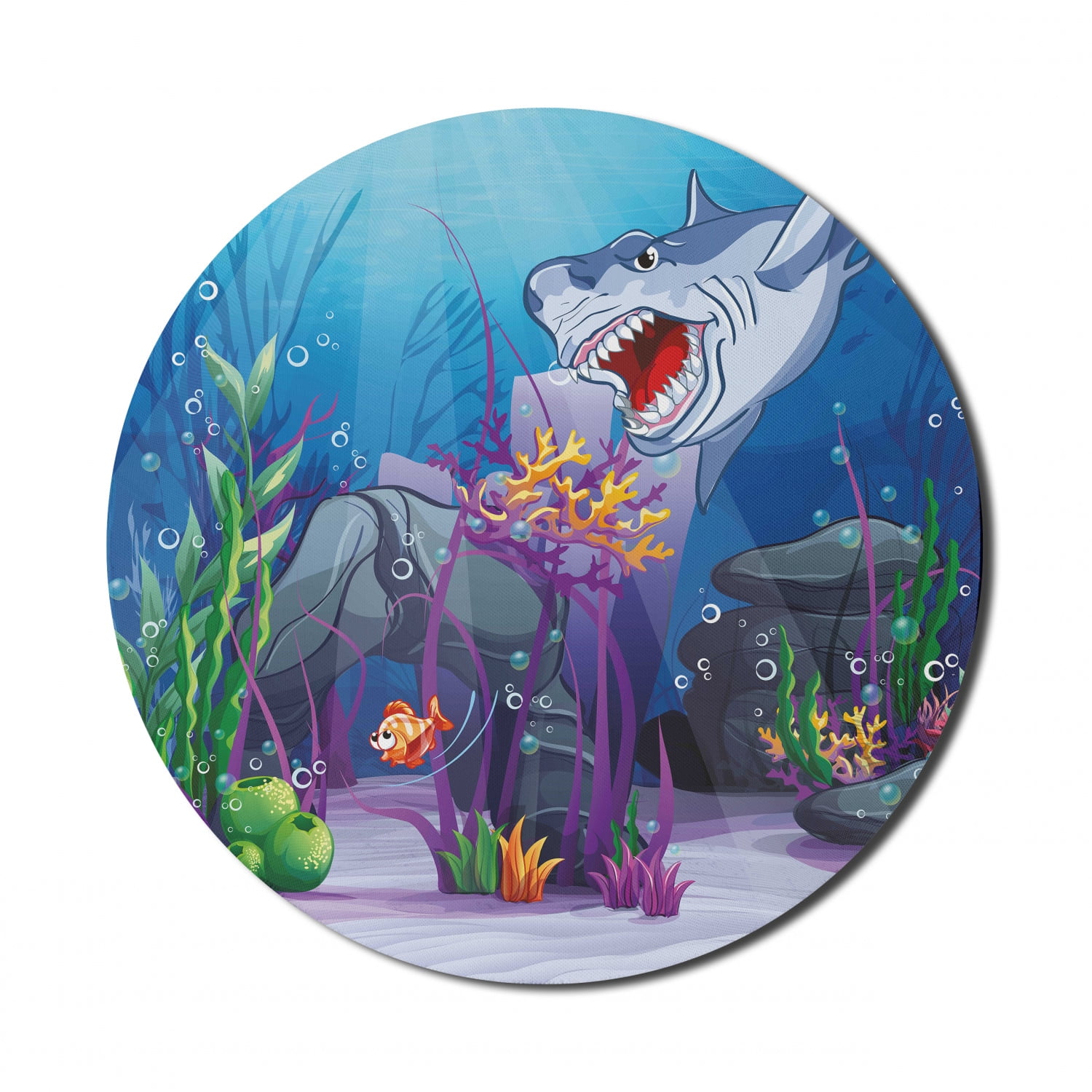Ocean Mouse Pad for Computers, Cartoon Style Underwater World Plants ...