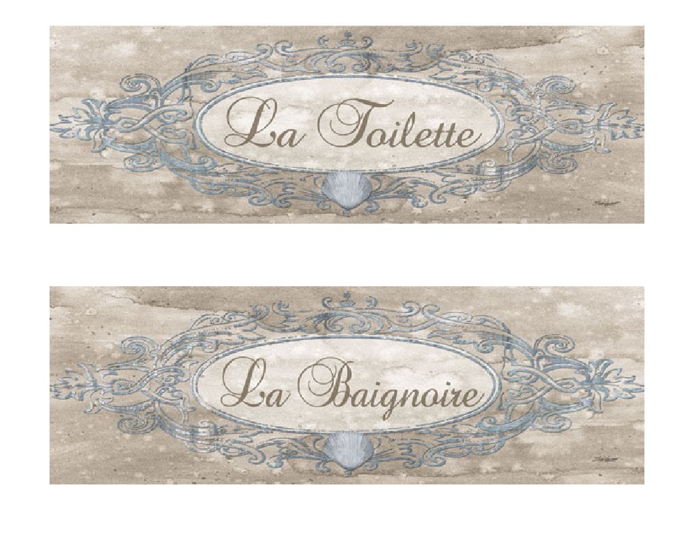 La Toilette & La Baignoire French Bathroom Signs; Two 18x6 Posters ...